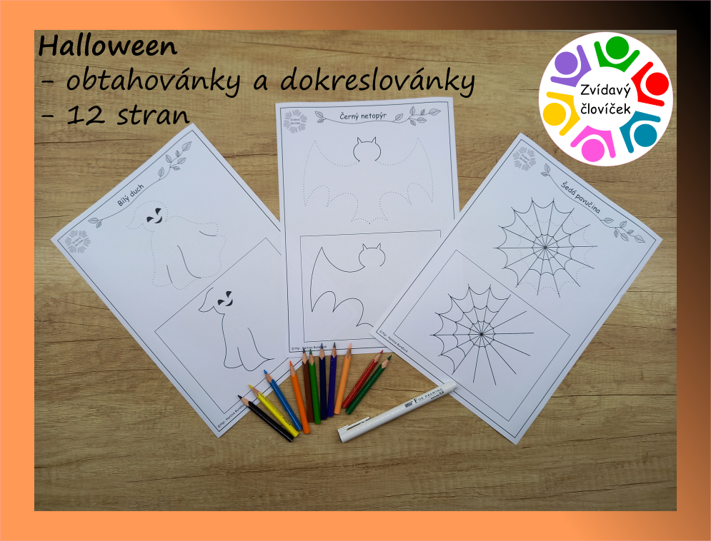 Halloween obtahovánky a dokreslovánky - Grafomotorika | UčiteléUčitelům.cz